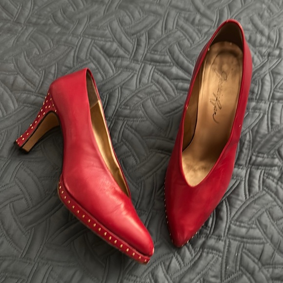 Jessica Ryan | Shoes | Vintage 98s Studded Red Kid Leather Heels These ...